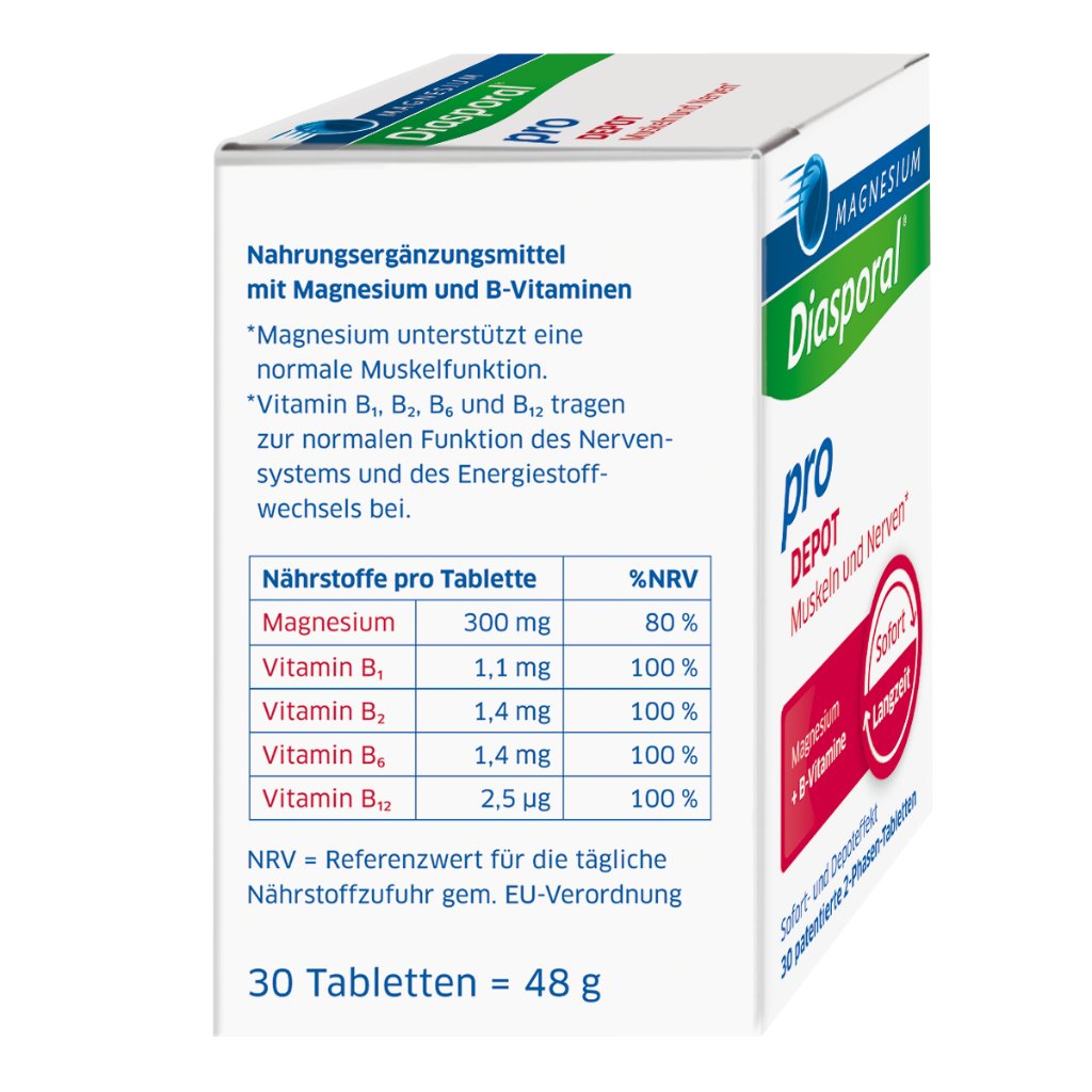 MAGNESIUM DIASPORAL pro B-Vit.DEPOT Musk.+Nerv.Tab - 30 St. - gesund.de